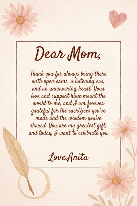 A letter to my mother Template | PosterMyWall