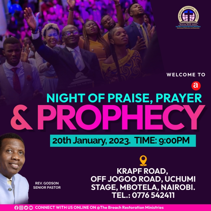 a night of praise, prayer and prophecy Template | PosterMyWall