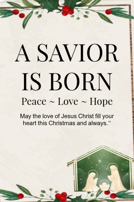 A Savior Is Born – Modern Minimal Christmas Nativity Poster Template ...