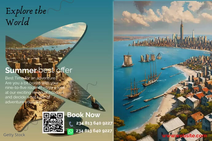 A simple travel flyer with ocean design Template | PosterMyWall
