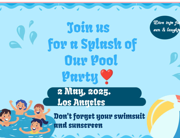 A Summer Pool Party, Splash Template ( Flyer) US Letter. | PosterMyWall