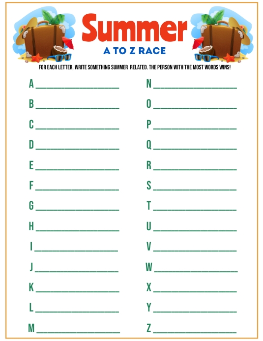 A TO Z GAME Template | PosterMyWall