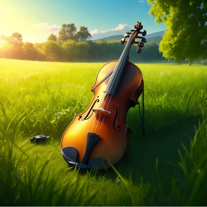 Copy of A vibrant, sun-kissed violin, its strings gli | PosterMyWall