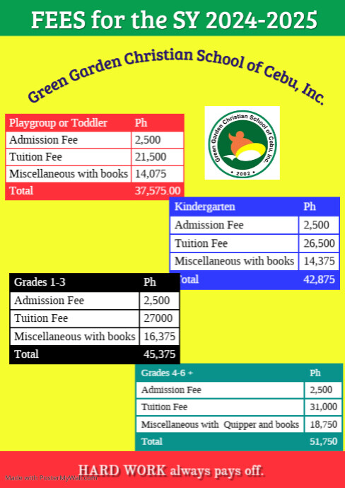 School Fee Schedule 2023 | PosterMyWall