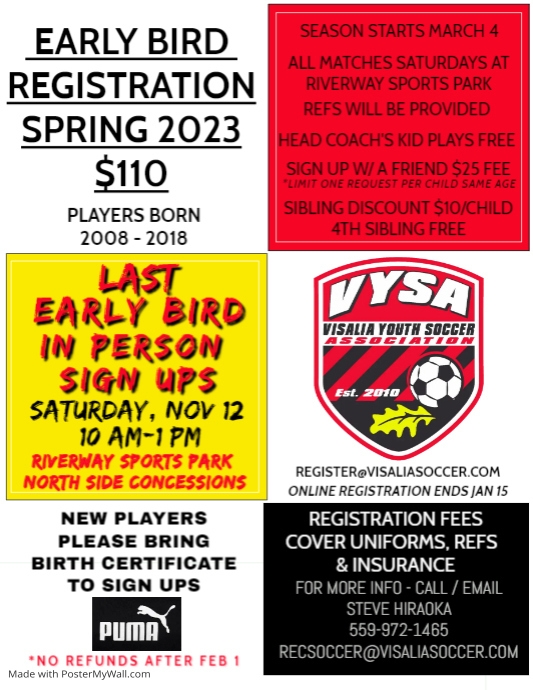 FINAL EARLY BIRD 2023 SPRING Rec Flyer | PosterMyWall