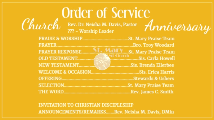Order of Service Anniversary | PosterMyWall