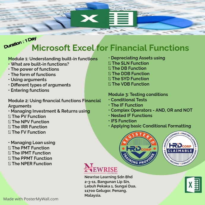 Microsoft Excel Finacial Functions | PosterMyWall