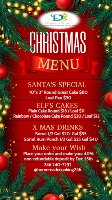 Christmas Cake Menu | PosterMyWall
