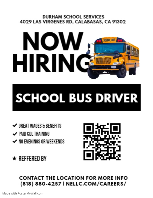 School Bus Driver Hiring Needed Wanted Poster (2) | PosterMyWall