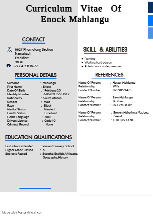 modern eye catching curriculum vitae resume d | PosterMyWall