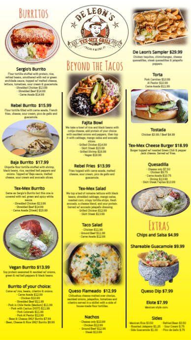 Tex-Mex menu Screens2 10-13-23 | PosterMyWall