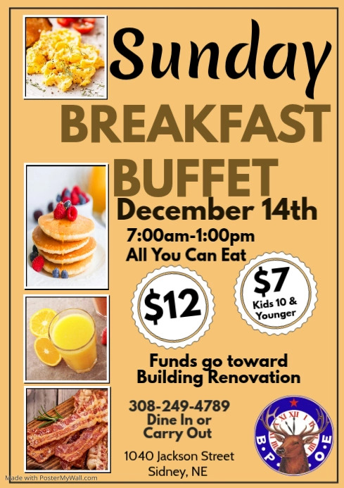 Copy of Sunday Brunch Buffet Breakfast Flyer Poster Restaurant ...