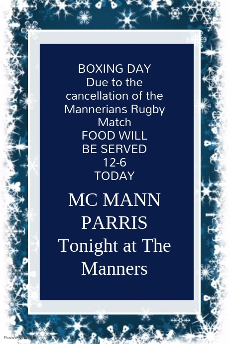 Copy of Boxing Day at The Manners | PosterMyWall