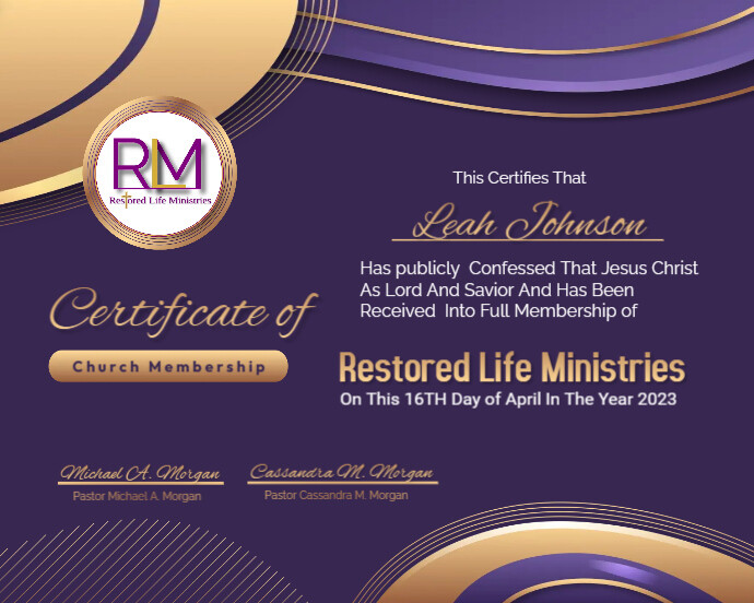 RLM CERTIFICATE LEAH | PosterMyWall