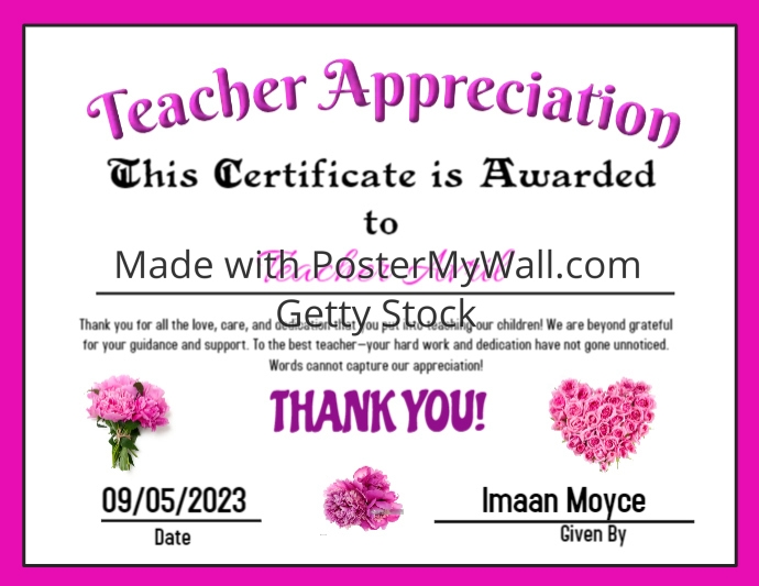 Teacher Appreciation Award | PosterMyWall