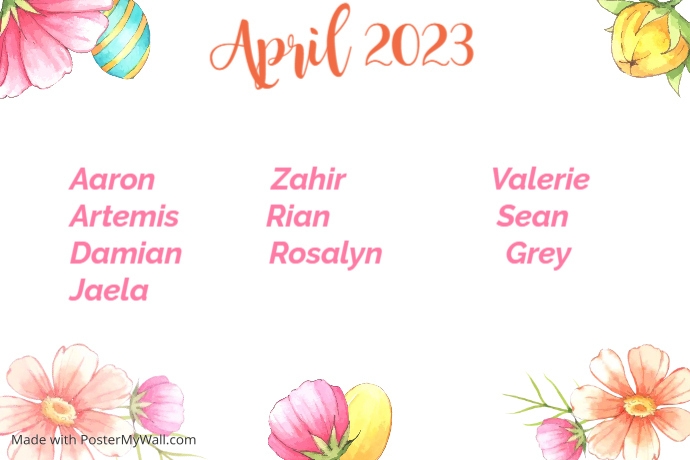 April 2023 Calendar Schedule Template | PosterMyWall