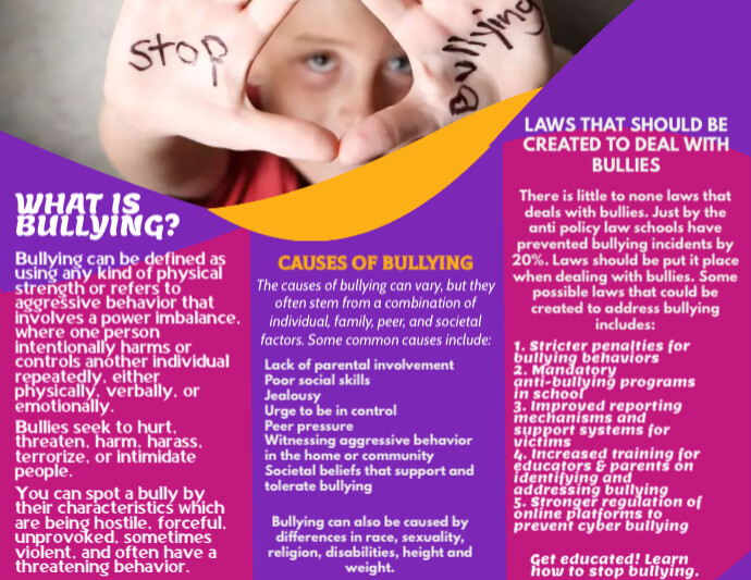 Teah’s Bullying brochure (inside) | PosterMyWall