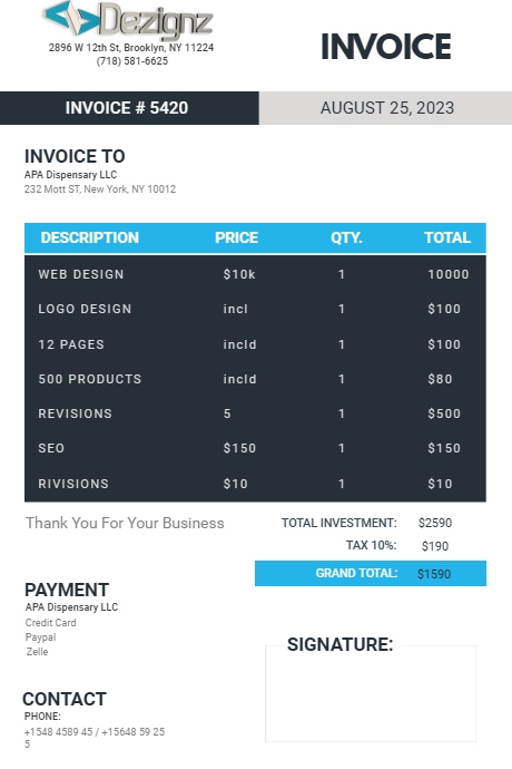 Light Blue Digital Sales Invoice (1) | PosterMyWall