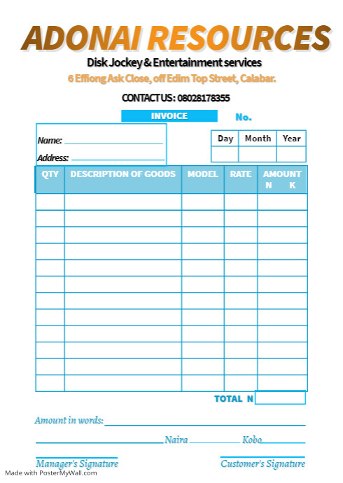 Sales receipt/invoice template | PosterMyWall