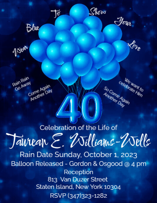 40th Birthday Party Invitation Blue Balloon Postermywall