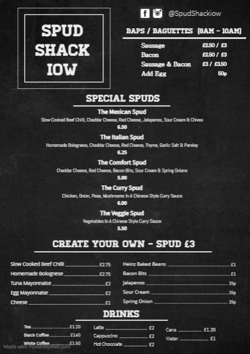 Copy of SPUD SHACK MENU | PosterMyWall