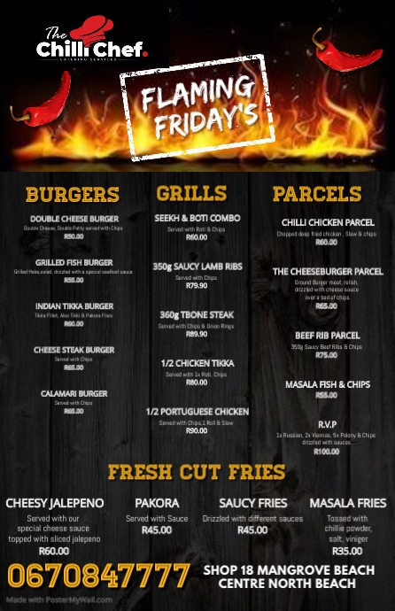 Copy of Hot Spicy Fast Food Menu Table Talker | PosterMyWall