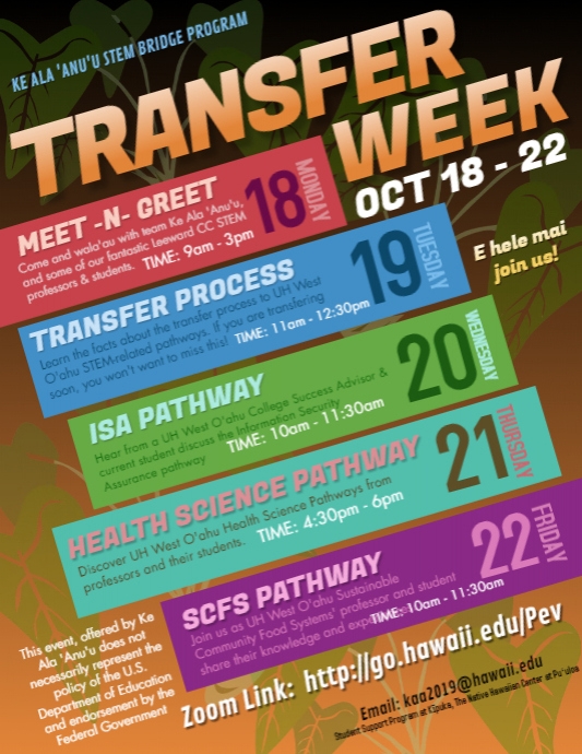 KAA Transfer Week Schedule | PosterMyWall