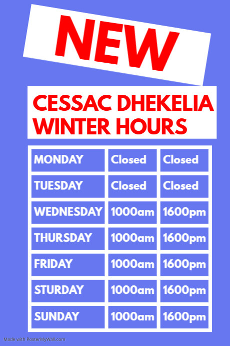 Copy of new hours | PosterMyWall