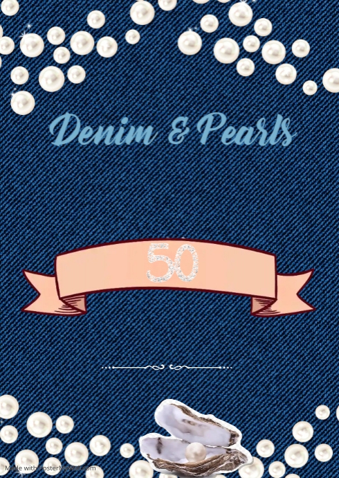 Copy of Denim and pearls invitation | PosterMyWall