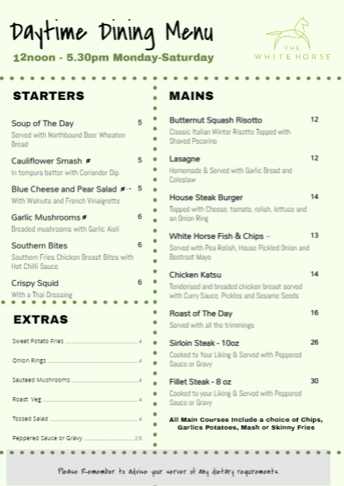 April 2022 Daytime Dining Menu | PosterMyWall