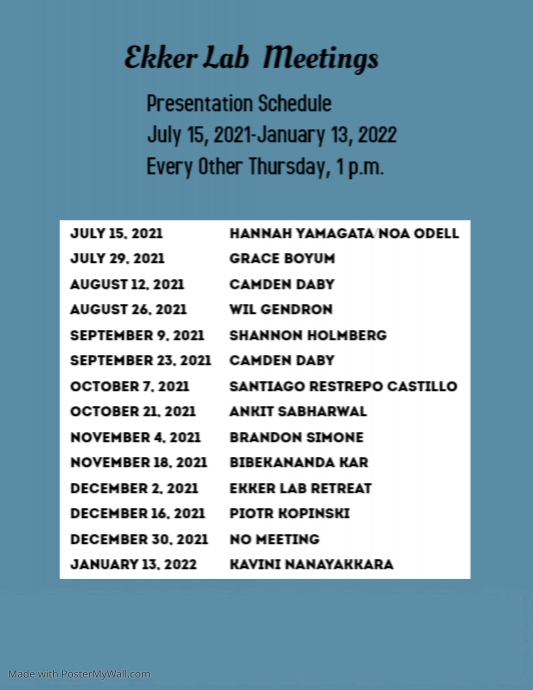 Copy of Copy of Ekker Lab Schedule template | PosterMyWall