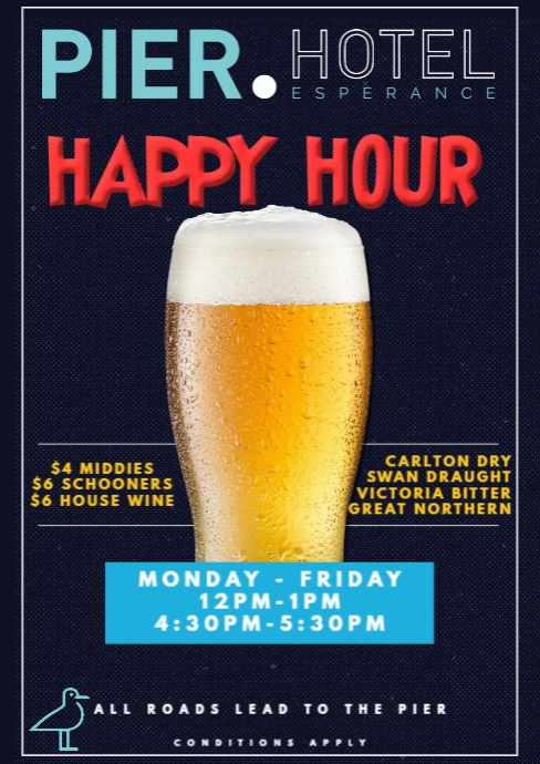 Black Beer Glass Happy Hour Bar Design (1) | PosterMyWall