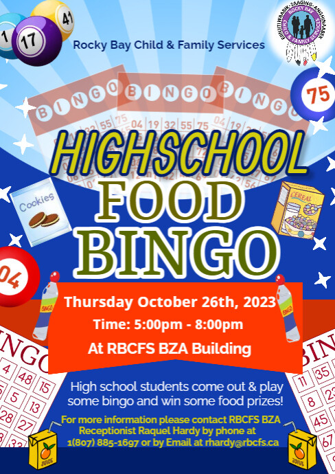 BZA HighSchool Food Bingo Oct 26th | PosterMyWall