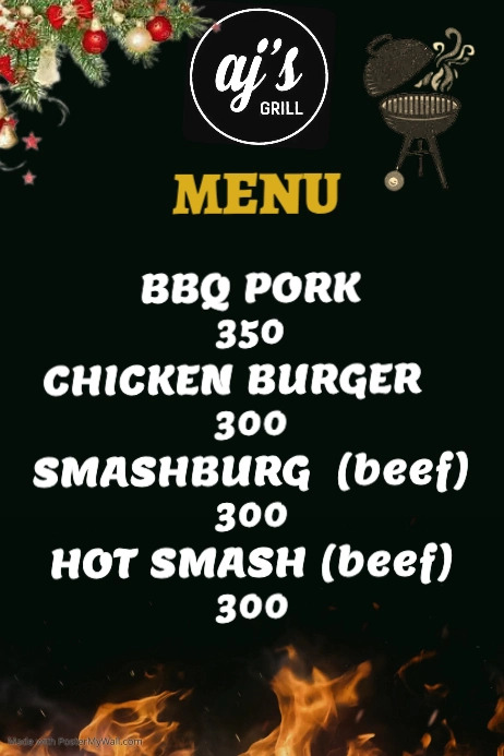 Copy of Copy of BBQ Grilled Food Menu Template | PosterMyWall