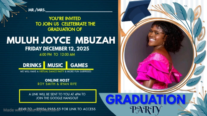 Online Grad Party Invitation Digital Display | PosterMyWall