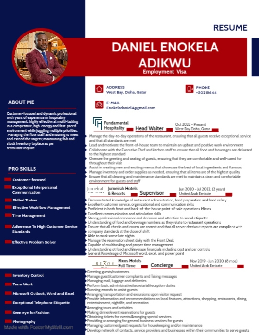 Daniel Enokela Resume page 1 (4) | PosterMyWall