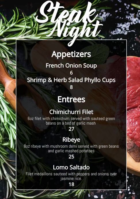 Steak Night Flyer A5 | PosterMyWall