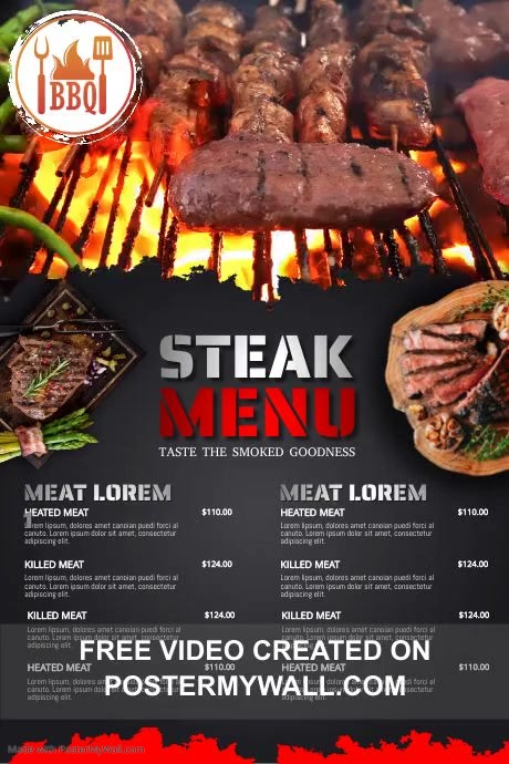 Steak Menu Video Ads | PosterMyWall