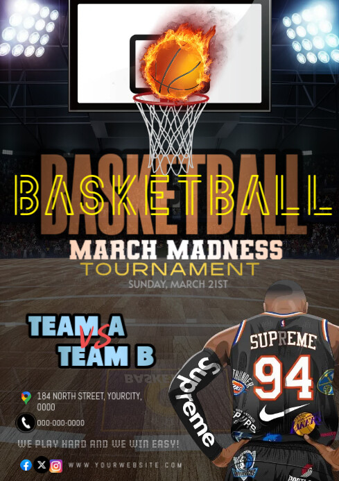 Plantilla de A4 basketball | PosterMyWall