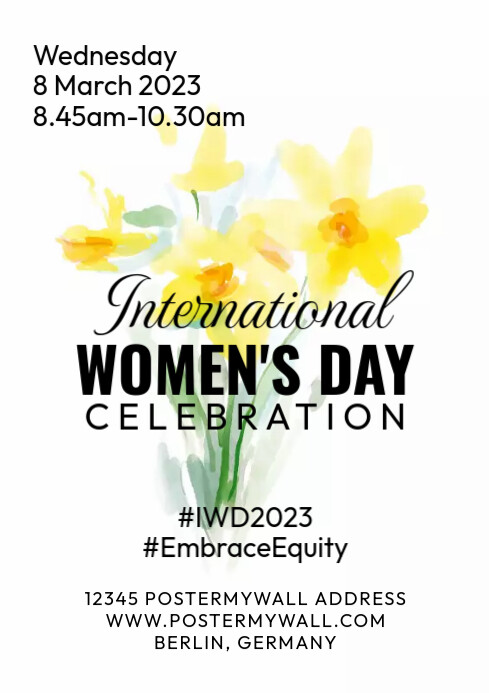 A4 International Women's Day Celebration Template | PosterMyWall