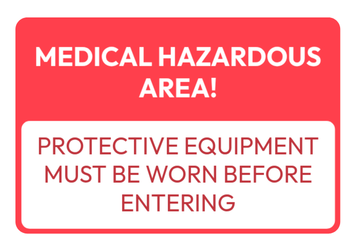A4 Medical Hazardous Area Signage sign Protective Equipment Must Be ...