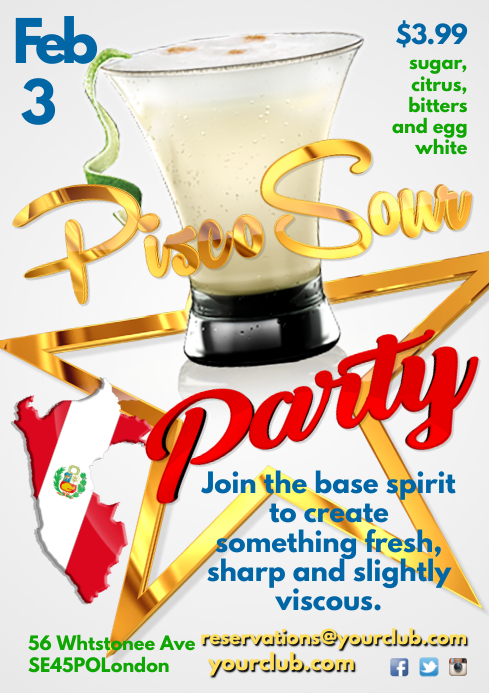 A4 Pisco Sour Party Poster Template | PosterMyWall