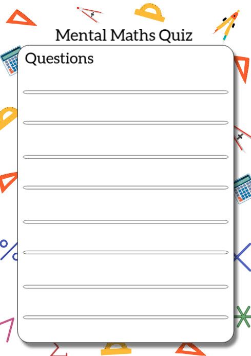 A4 size Mental Maths Quiz Question Template | PosterMyWall