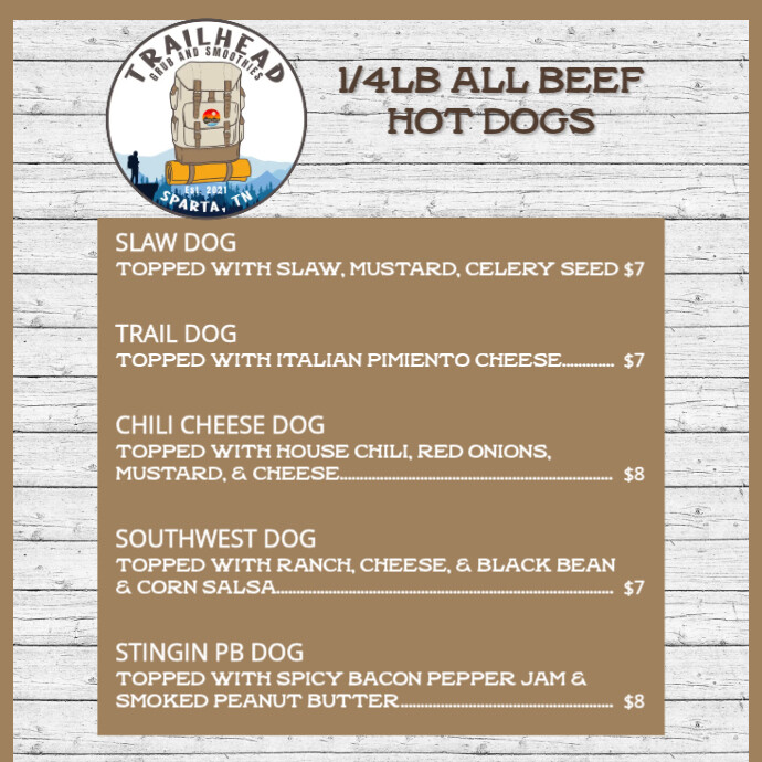 Trailhead Insta Menu v2 | PosterMyWall