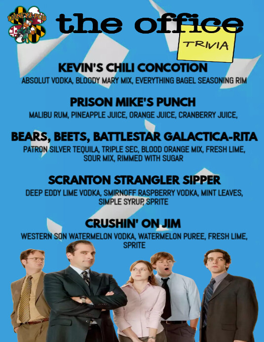 The Office Trivia Drink Menu 2023 | PosterMyWall