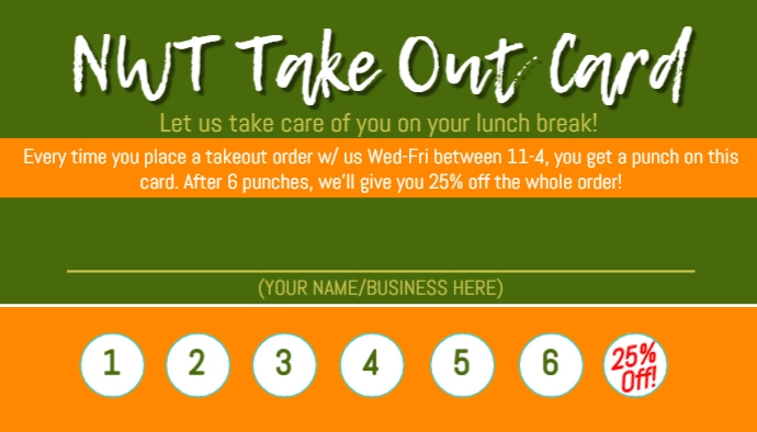 Copy of Take out Punch Card Front | PosterMyWall