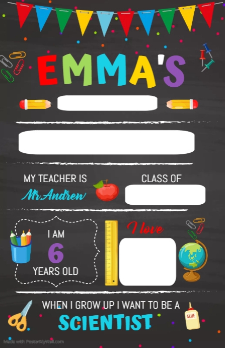 Back to School Chalkboard sign | PosterMyWall