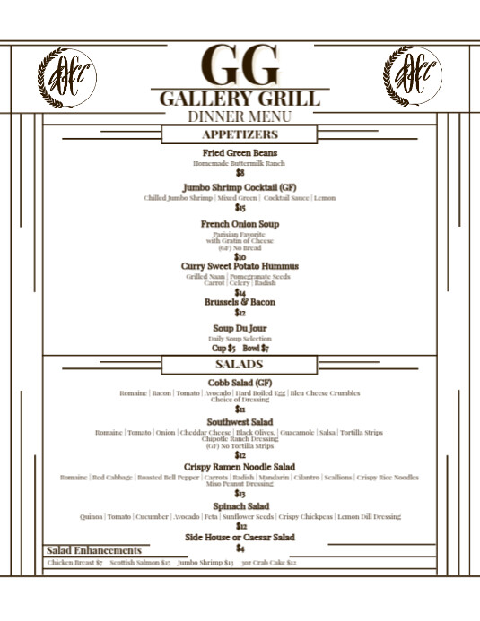 Copy of Gallery Grill Dinner (Left Side) | PosterMyWall