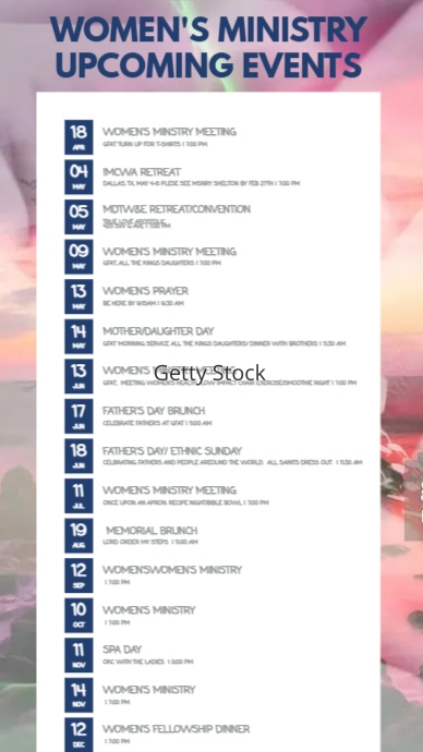 Women's Ministry Upcoming Events THROUGH DECEMER | PosterMyWall