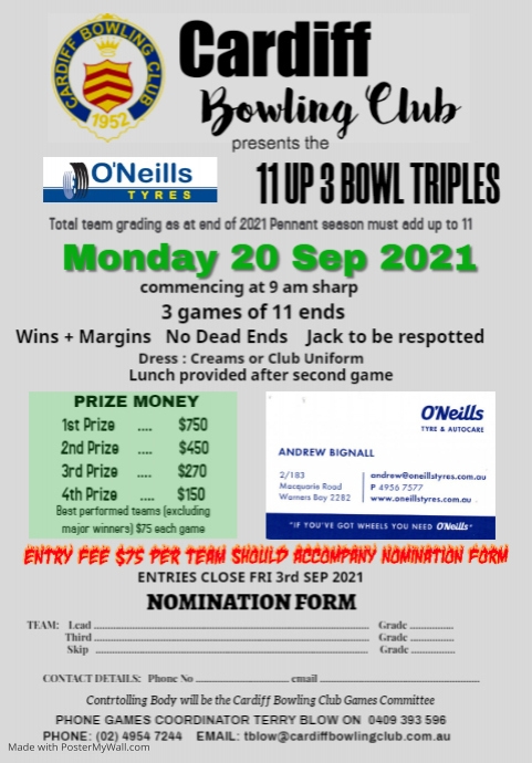 11 UP 3 BOWL TRIPLES | PosterMyWall